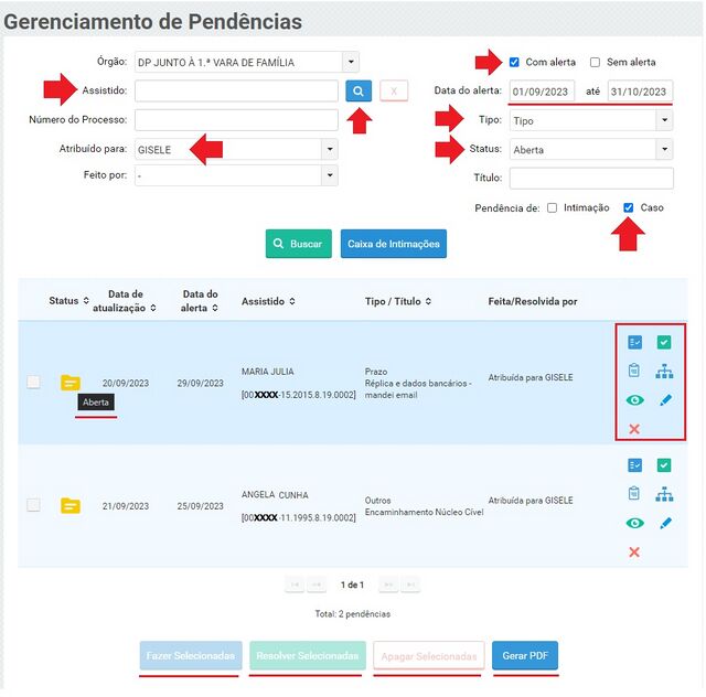 Gerenciamento de pendências do caso e das intimações - wiki.verde.rj.def.br