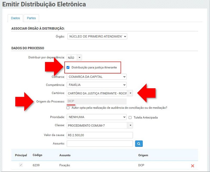 Distribuição para a Justiça Itinerante - wiki.verde.rj.def.br